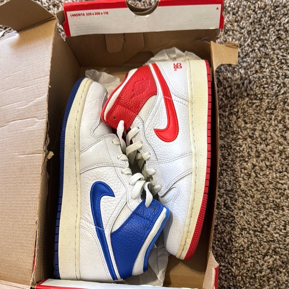 Jordan | Shoes | Nike Air Jordan Mid Red And Blue Sneakers | Poshmark